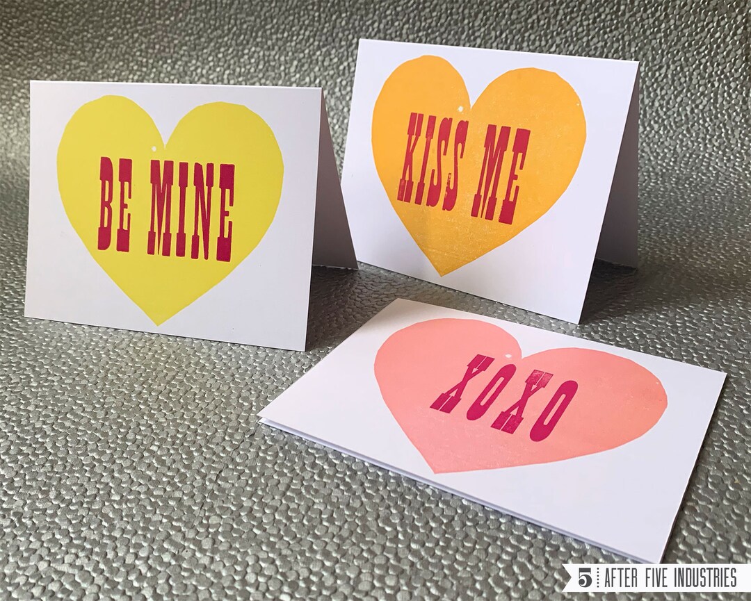 Conversation Hearts — Letterpress Greeting Card - Etsy