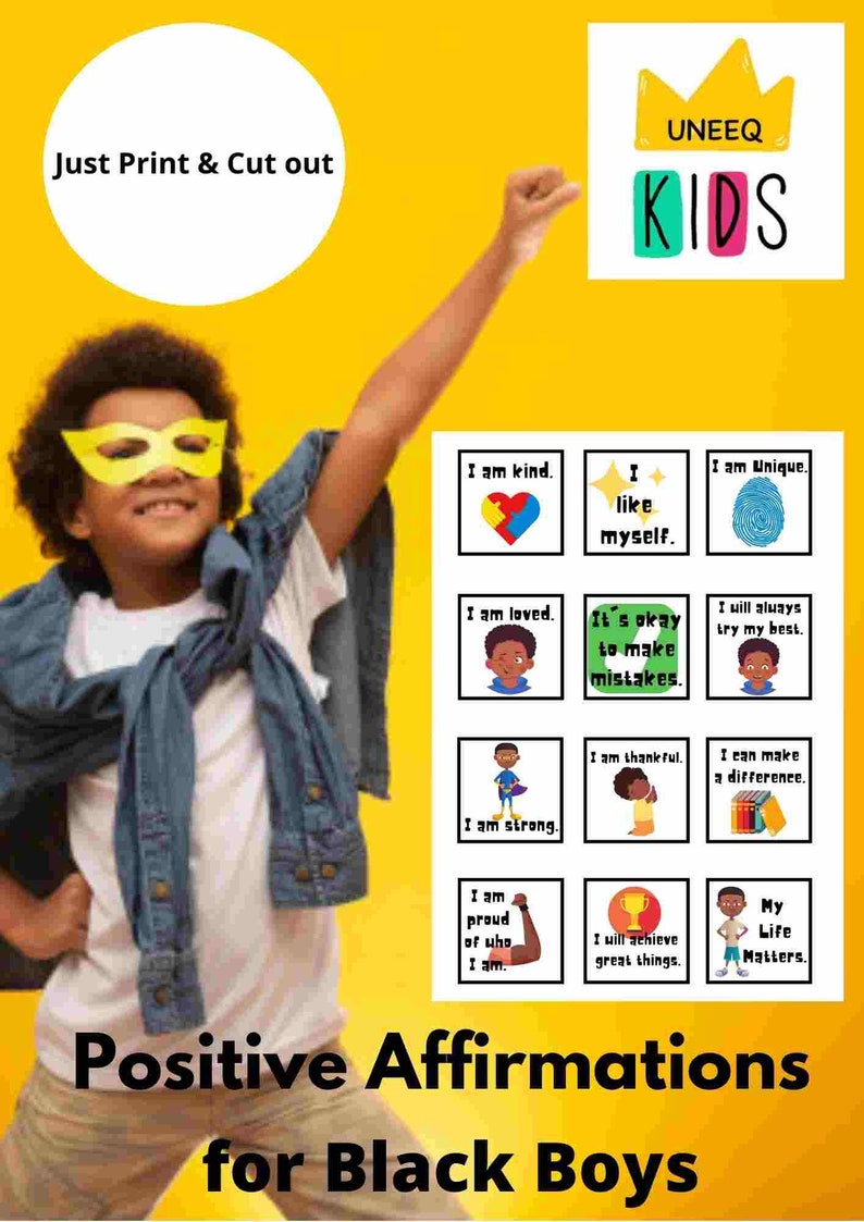 Black Boy Affirmation Cards | Kids Affirmations Cards | Positive ...