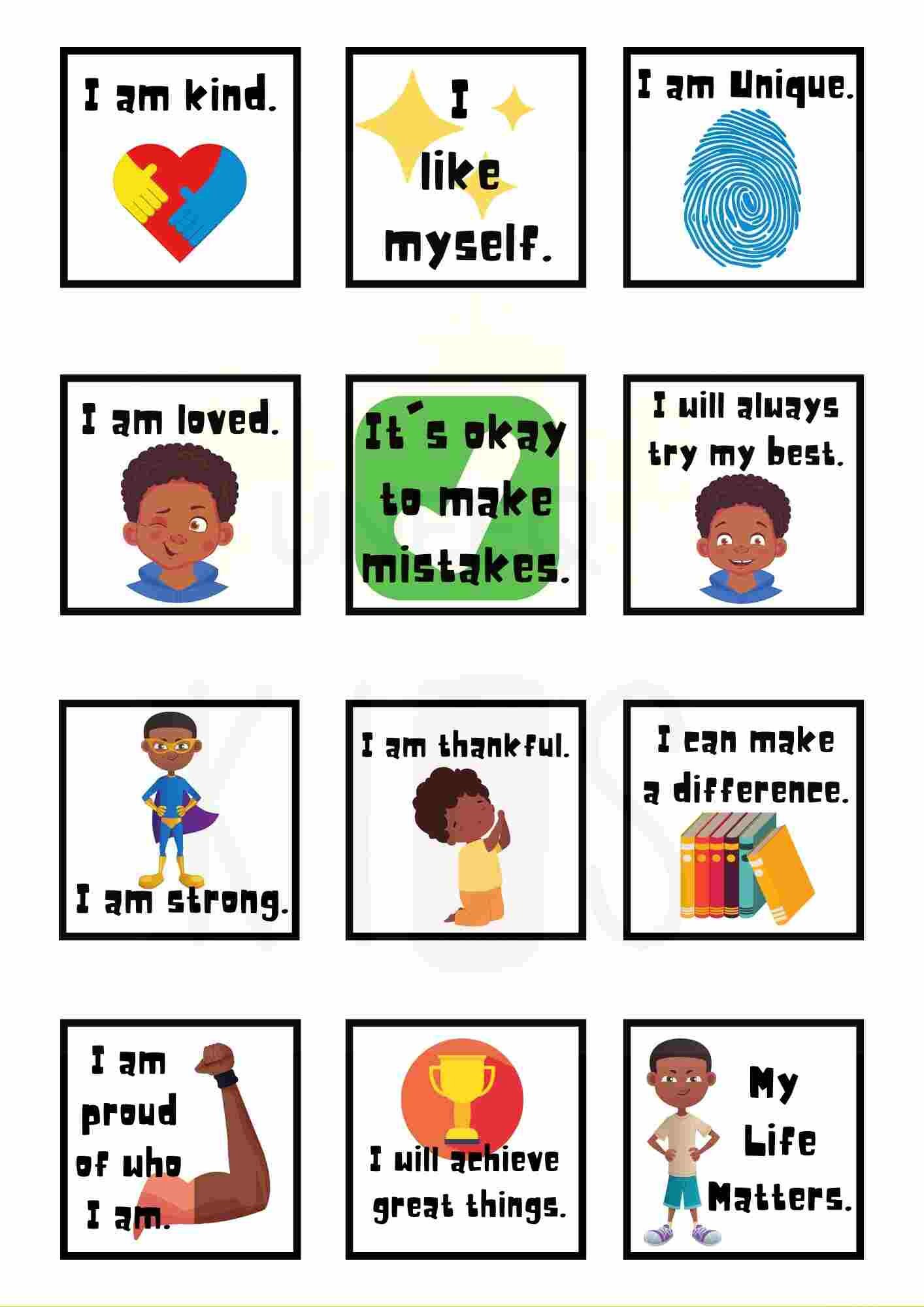 Black Boy Affirmation Cards | Kids Affirmations Cards | Positive ...