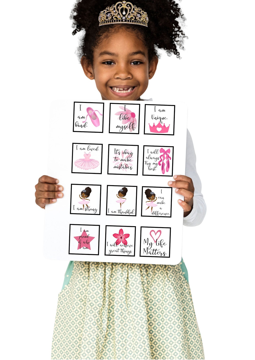 Black Ballerina Girl Affirmation Cards | Set of 12 Positive ...
