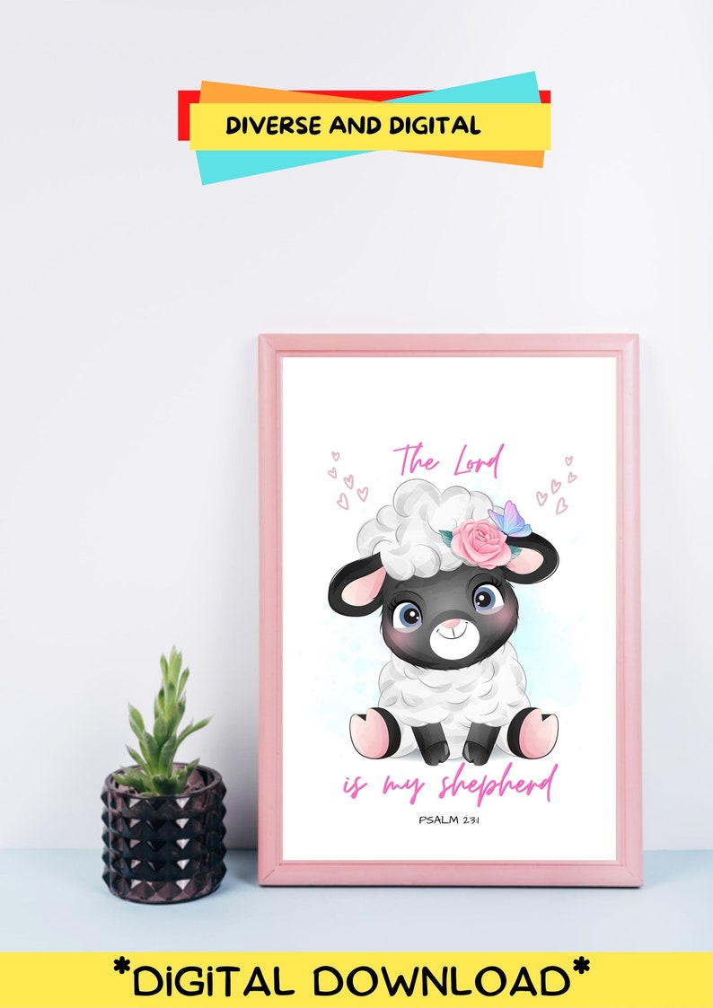 The Lord is My Shepherd Kid's Bible Verse, Safari Animal Print ...