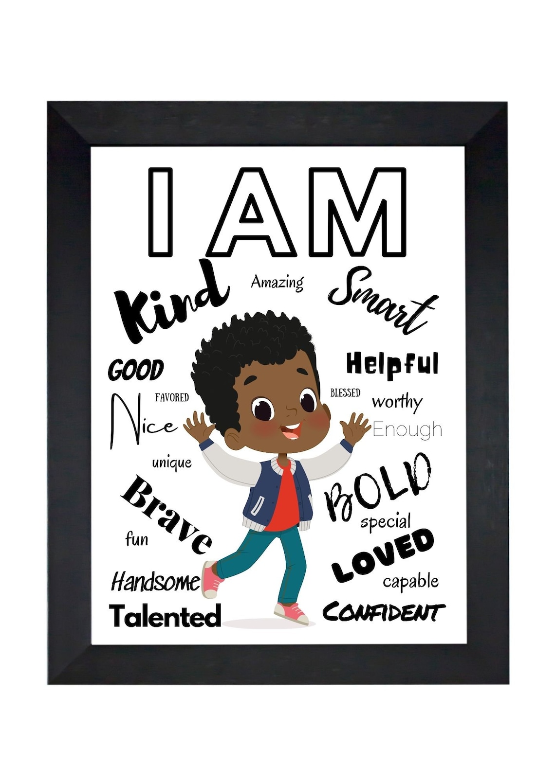 Black Boy Affirmation Poster | Positive Affirmations for Son | Kids ...