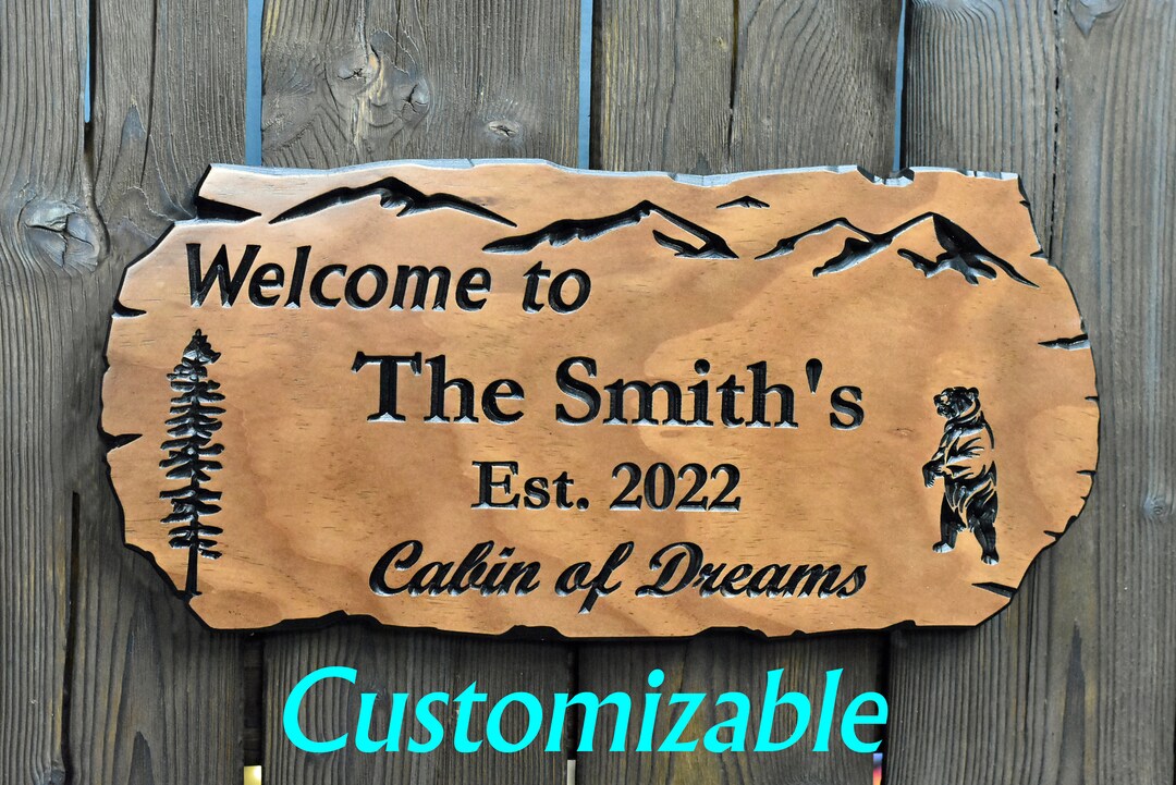 Outdoor Carved Sign, Custom Wooden Carved Cabin Sign, Camp Sign ...