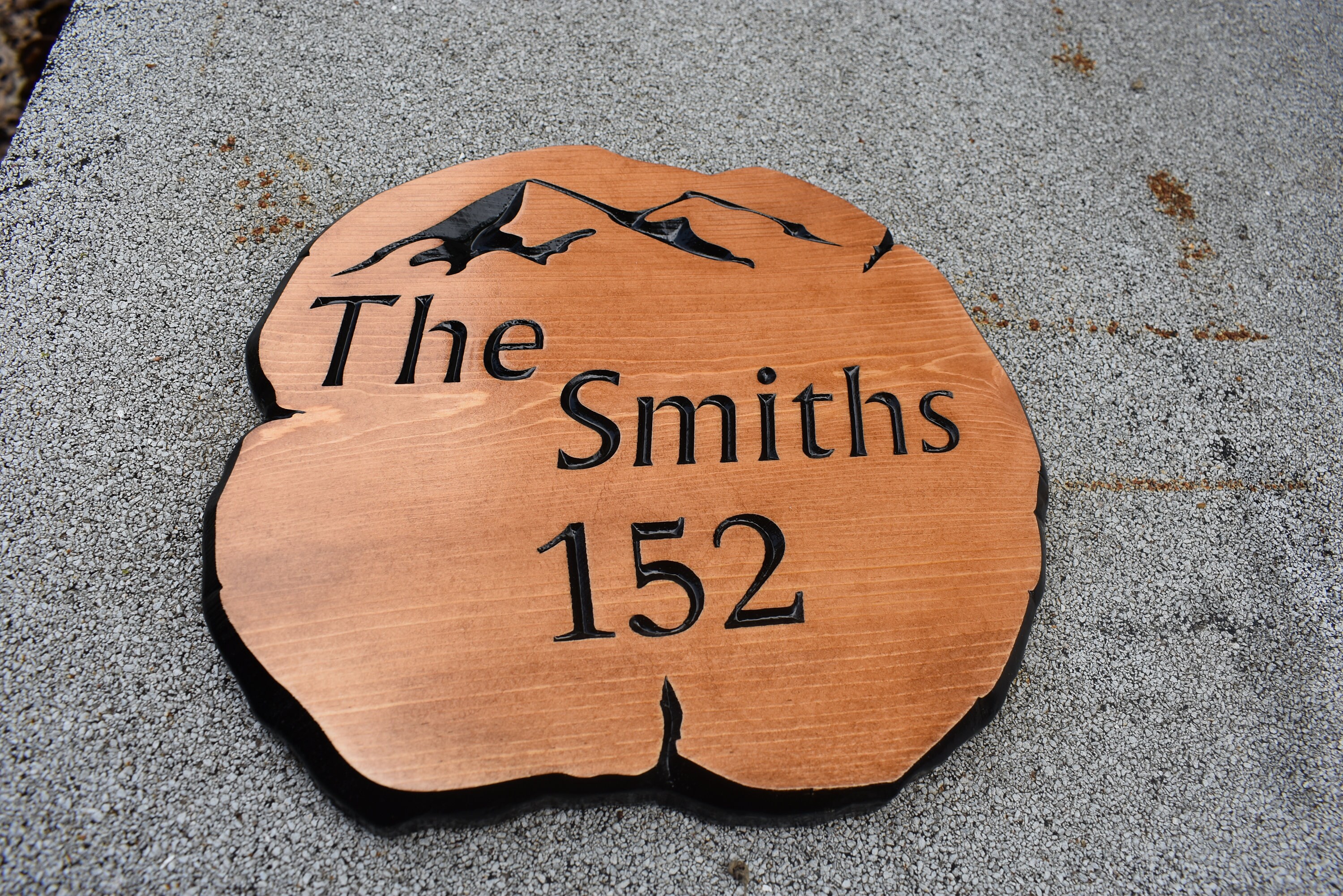 Carved wood outdoor sign, log slice, rustic sign, outdoor sign, sign ...