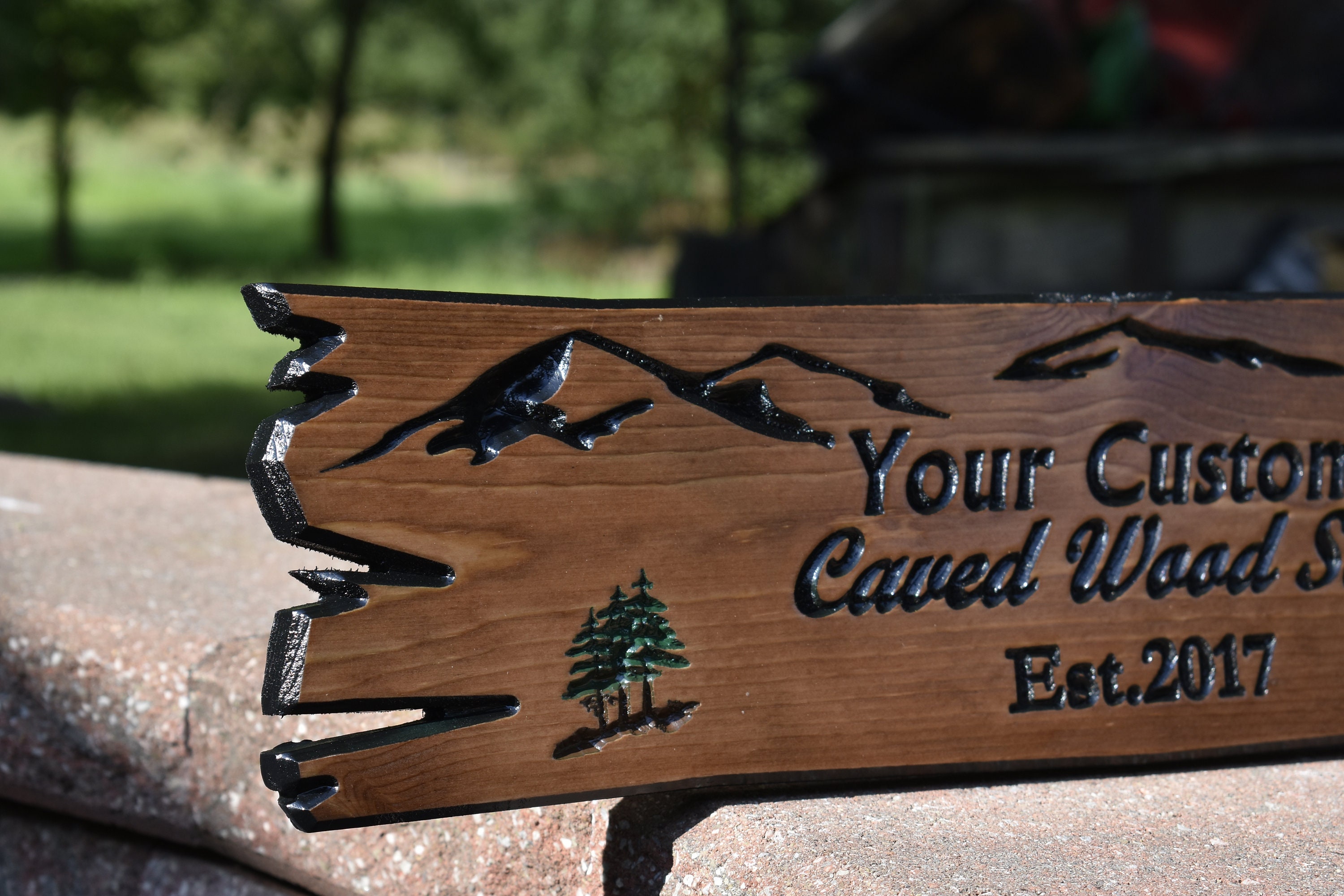 Carved Wood Sign Live Edge Sign Custom Made Outdoor Decor Etsy