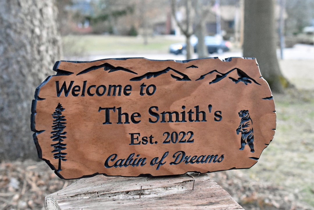 Outdoor Carved Sign, Custom Wooden Carved Cabin Sign, Camp Sign ...