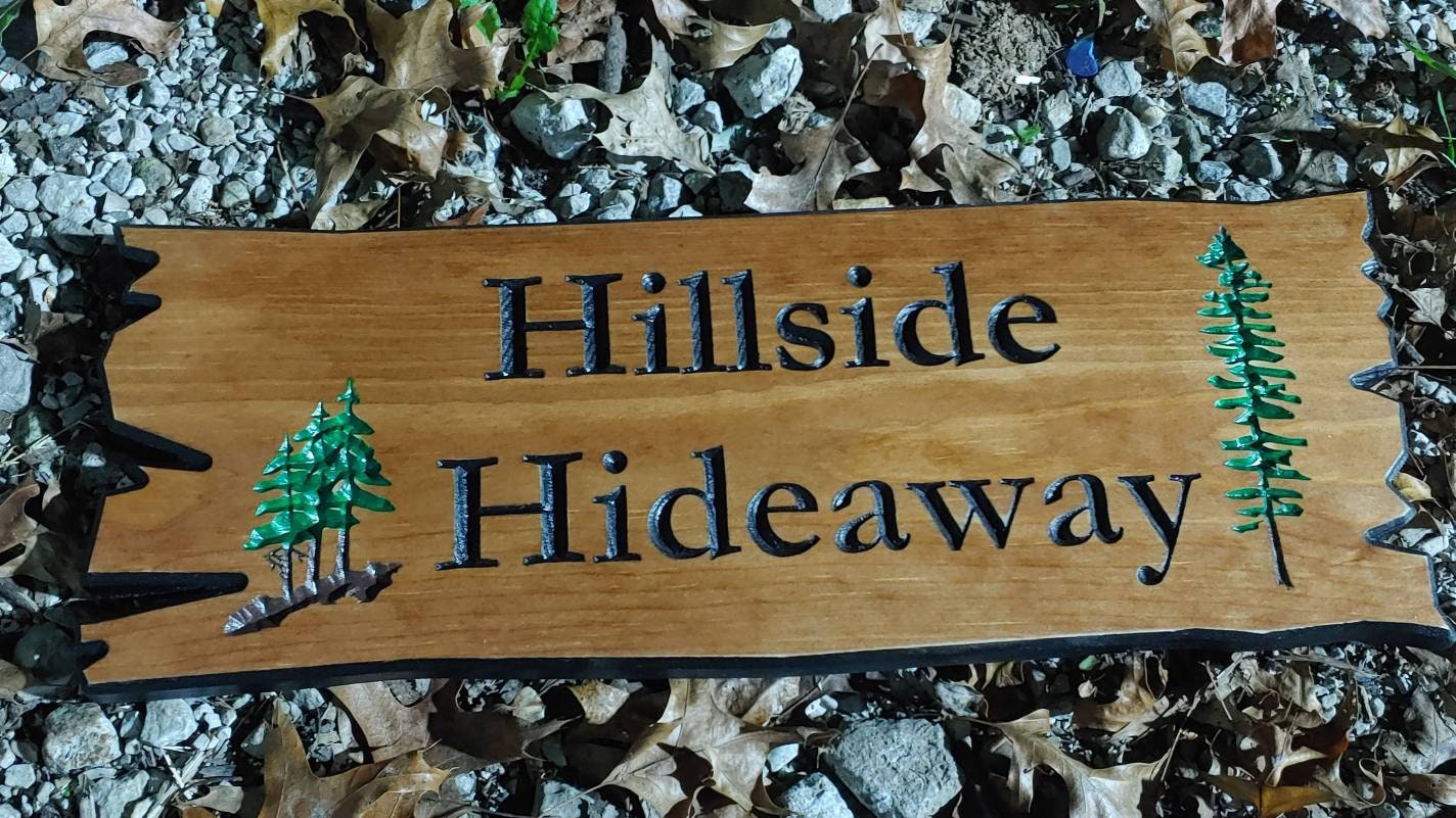 Carved wood sign, live edge sign, custom made outdoor decor, outdoor ...