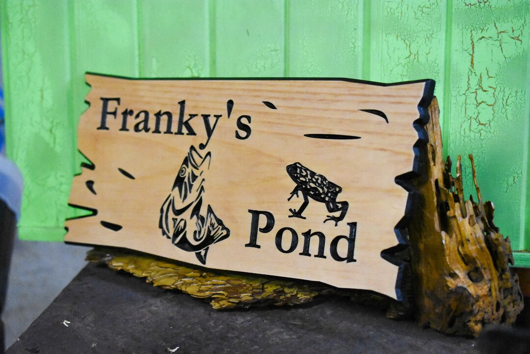 Bass Fishing Pond, Frogs Pond, Yard Pond Sign, Personalized Sign ...