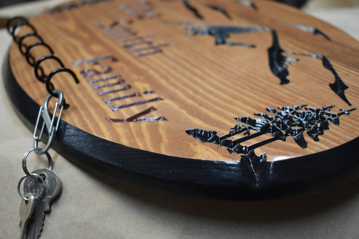 Wood Carved Key Rack Wood Key Rackbest Custom Giftbest - Etsy