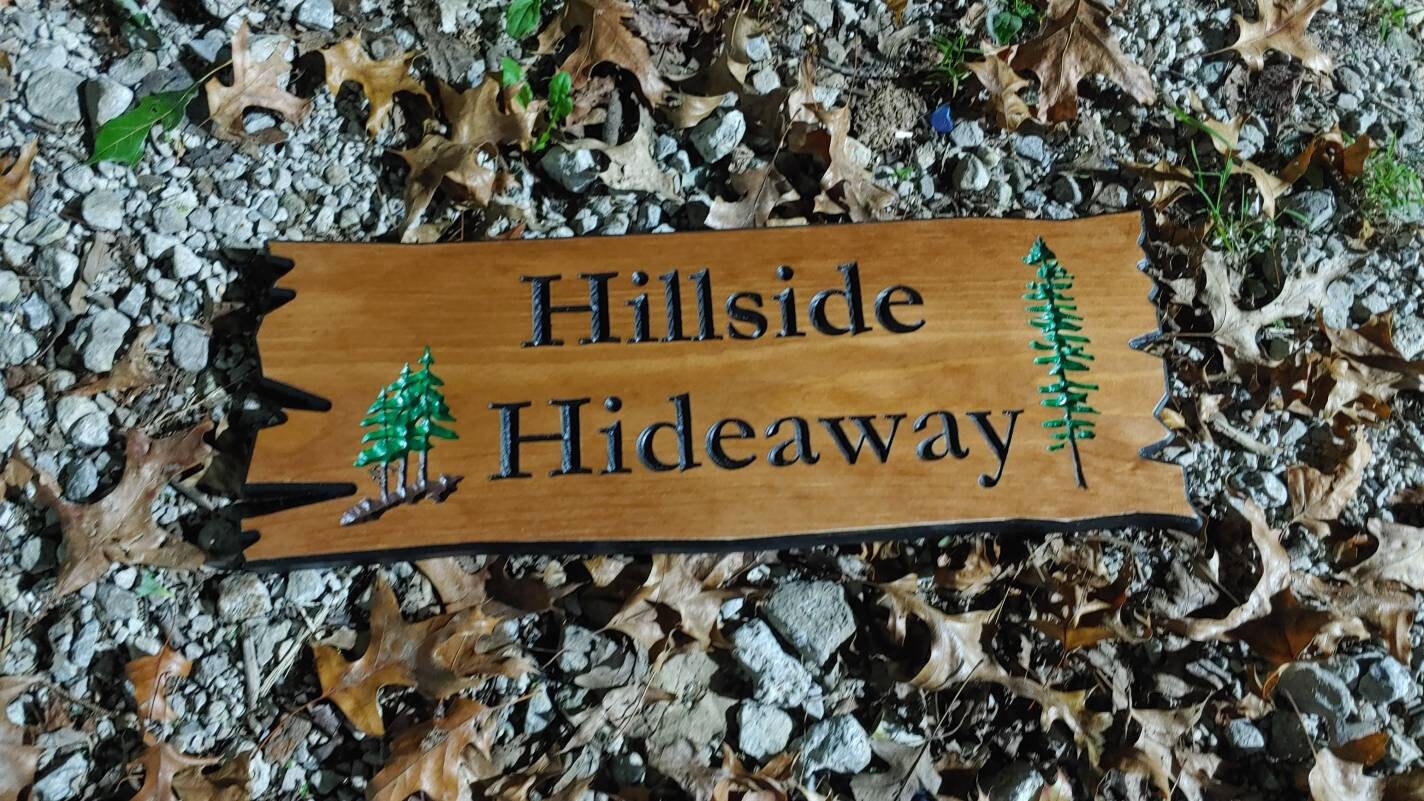 Carved wood sign, live edge sign, custom made outdoor decor, outdoor ...