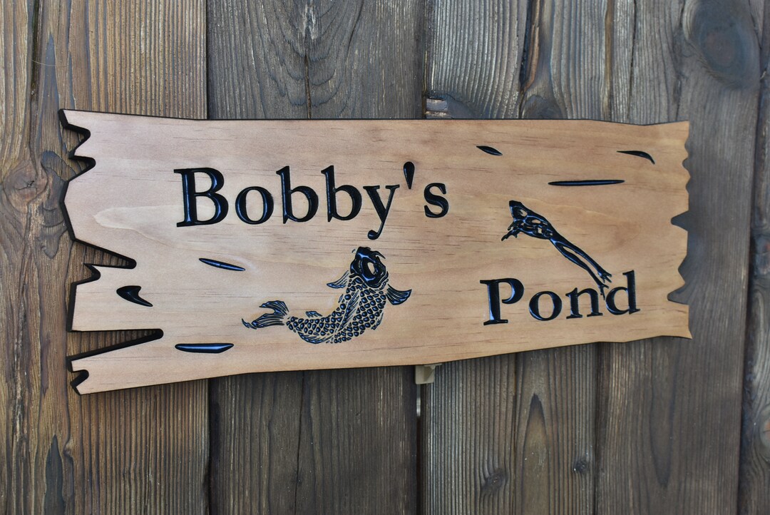 Koi Pond Sign| Frogs Pond| Yard Pond Sign| Personalized Sign| Wooden ...
