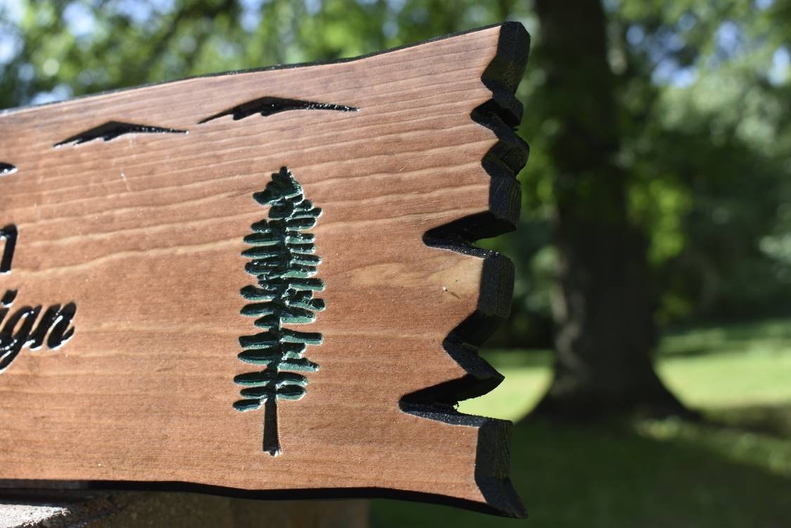 Carved wood sign, live edge sign, custom made outdoor decor, outdoor ...