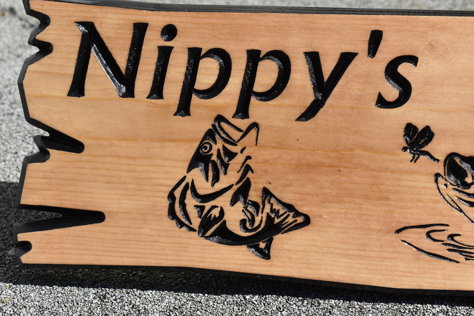 Bass fishing pond frogs pond yard pond sign personalized | Etsy