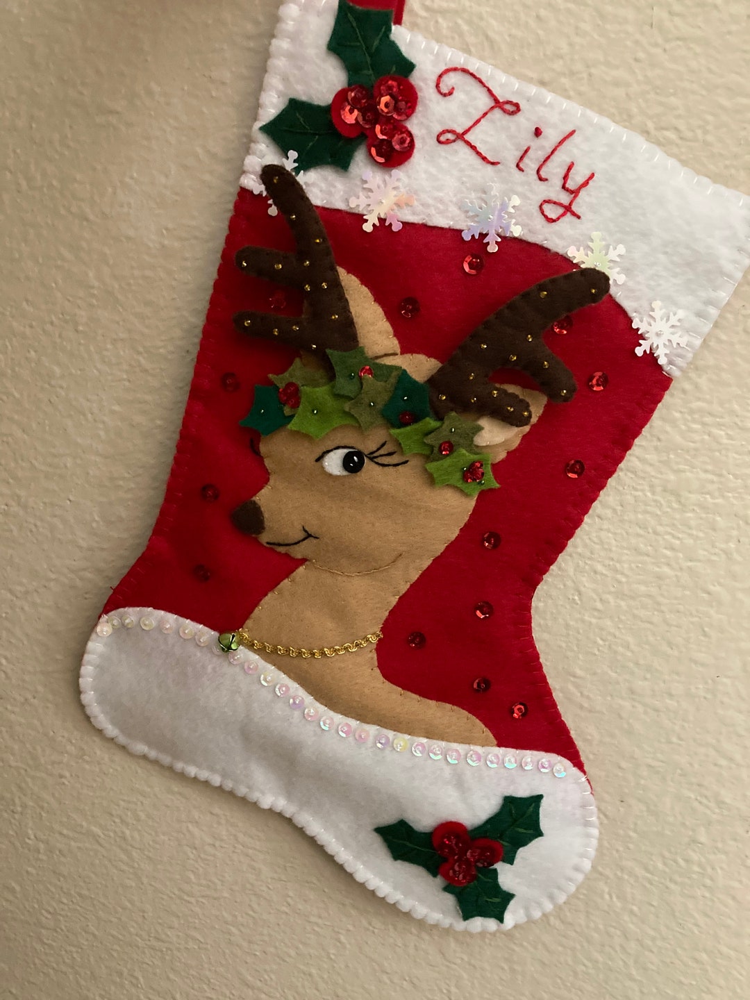 Personalized Reindeer Christmas Stocking - Etsy