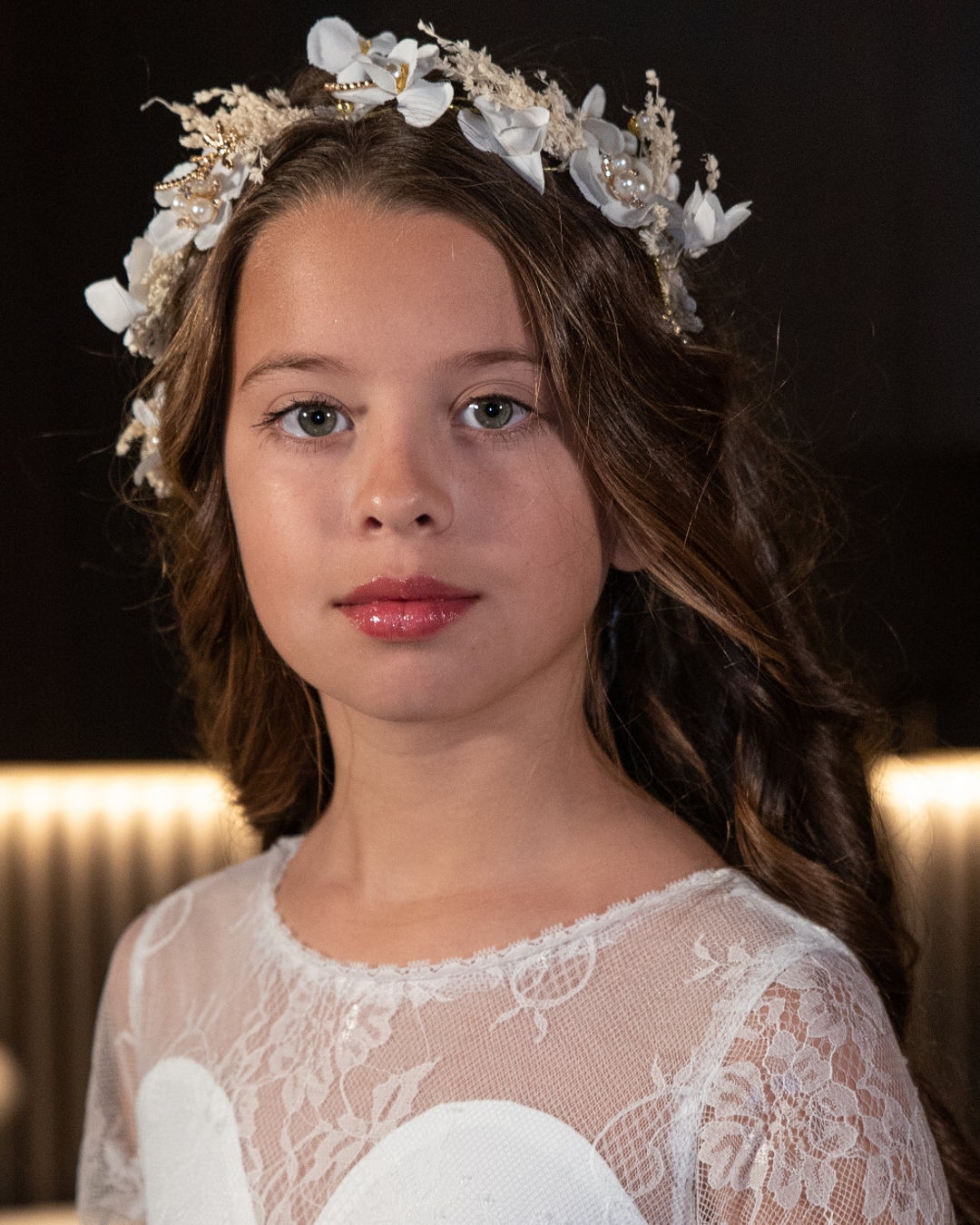 White Flower Tiara, First Communion Tiara, Flower Tiara, White Hair ...