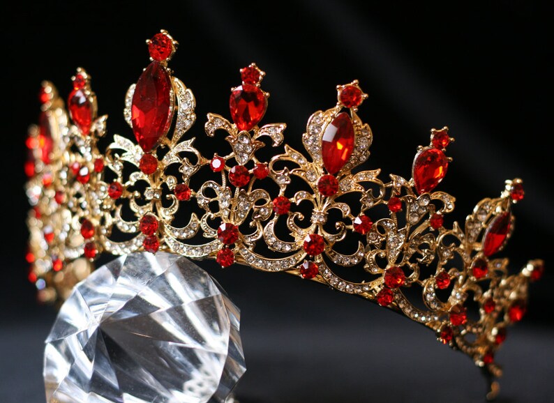 Red Ringstone Crown Birthday Tiara Princess Crown Prom | Etsy