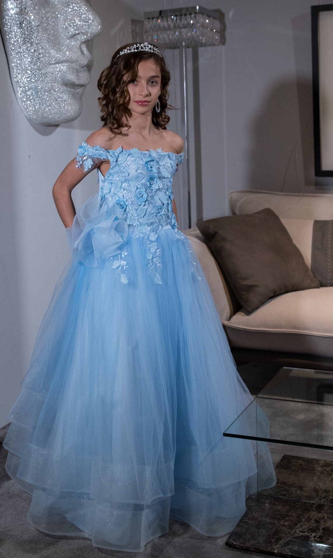 Blue Dress Princess Dress Lace Dress Flower Girl Dress - Etsy