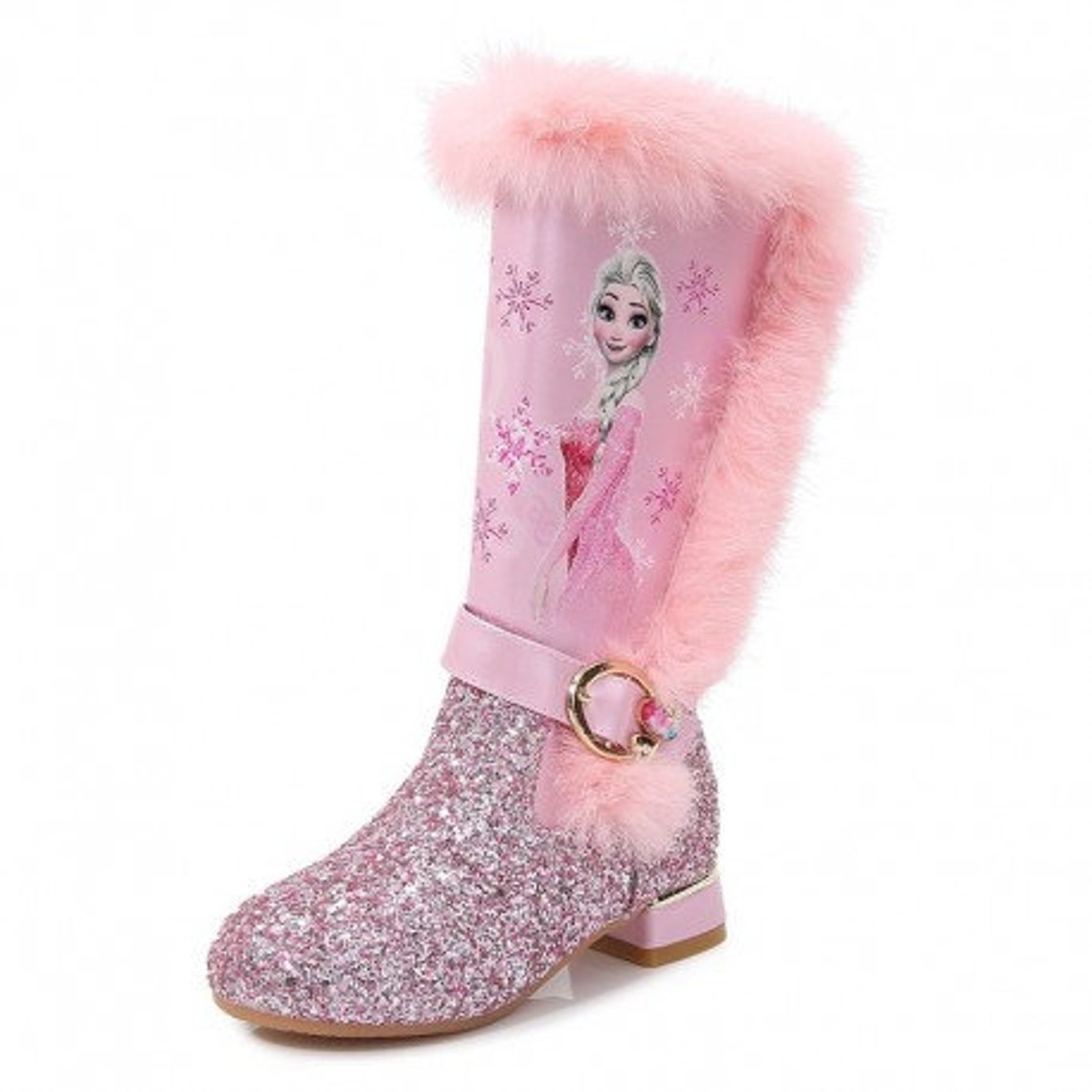 Princess Elsa Elsa Boots Sparkeling Boots With Heel Pink - Etsy