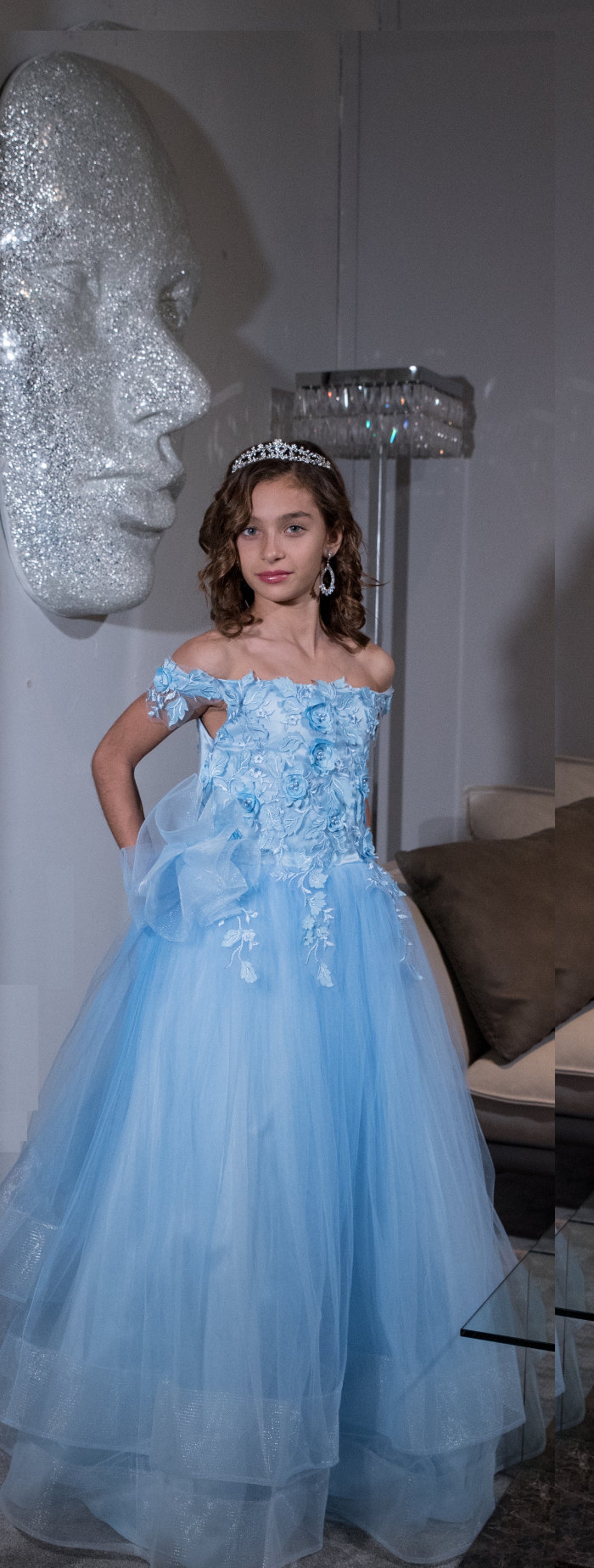 Blue Dress Princess Dress Lace Dress Flower Girl Dress - Etsy