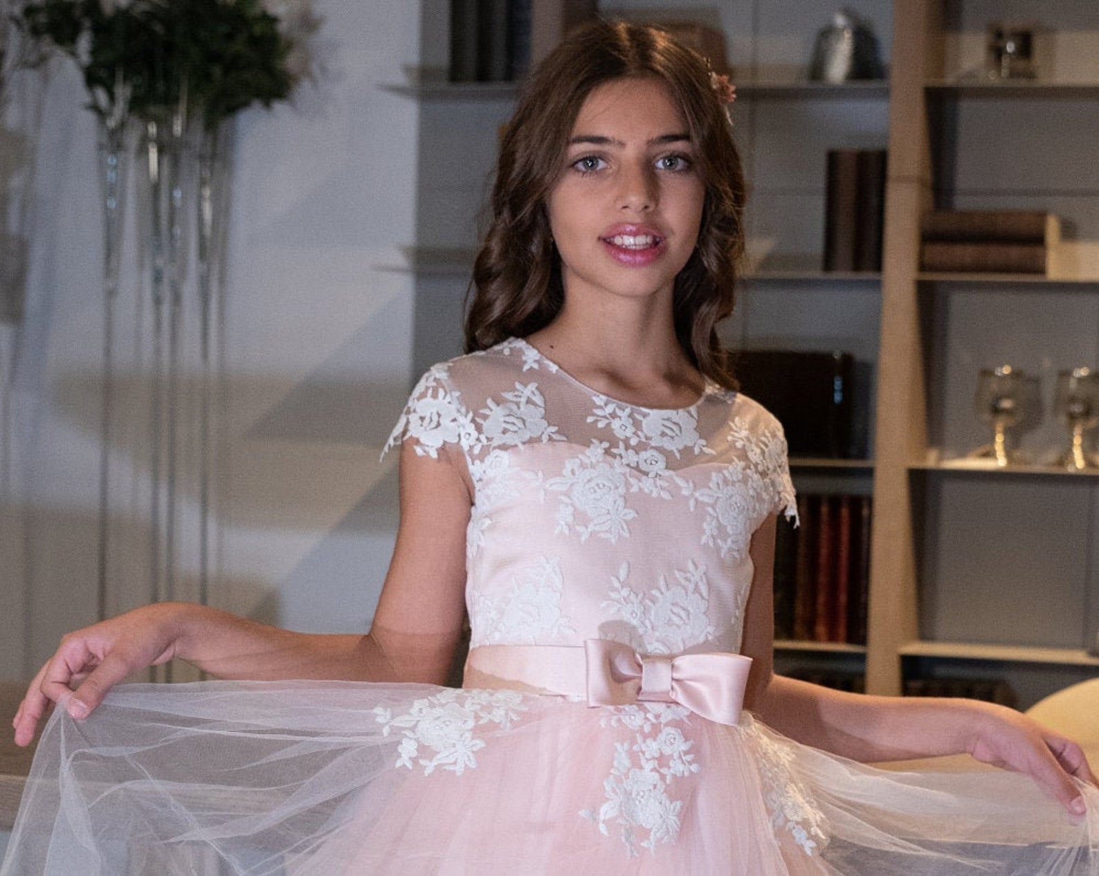 Pink Flower Lace Dress White Flower Lace Dress Lace Dress - Etsy