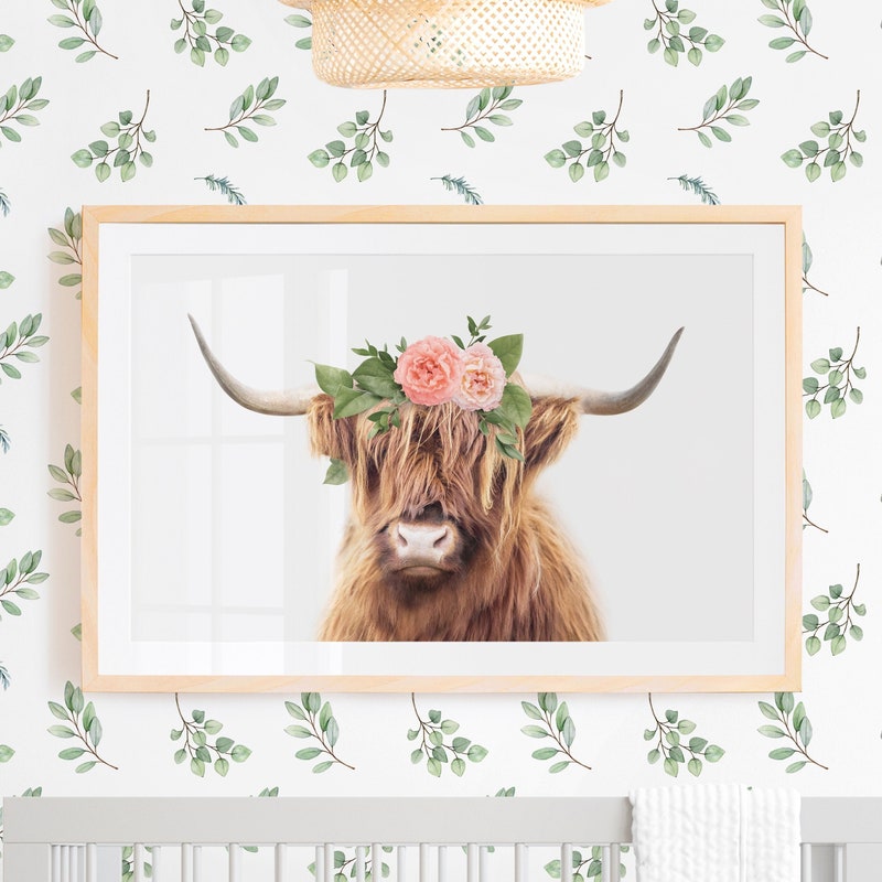 Highland Cow With Flower Crown - Etsy