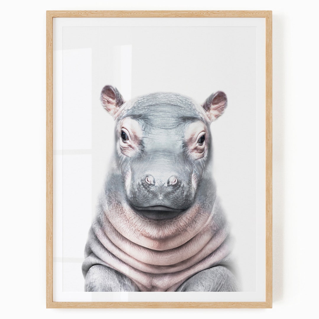 Baby Hippo Wall Art Printable - Safari Nursery Digital Download ...
