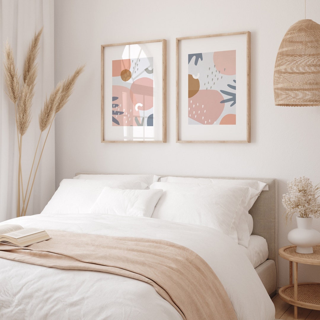 Pink Abstract Boho Art Set - Pink Boho Prints Digital Download - Etsy