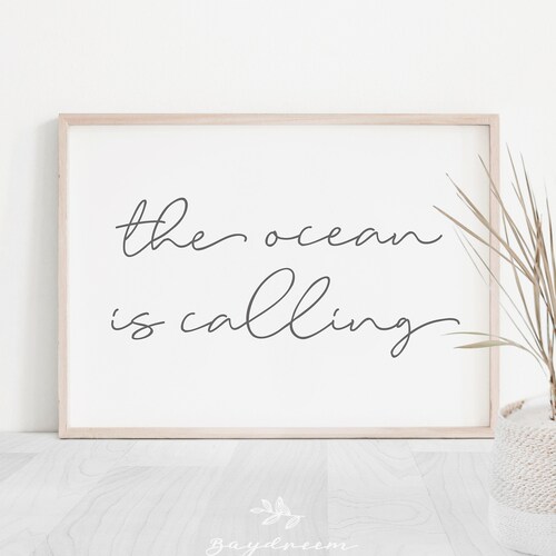 The Ocean is Calling Print Beach Quote Printable Coastal - Etsy