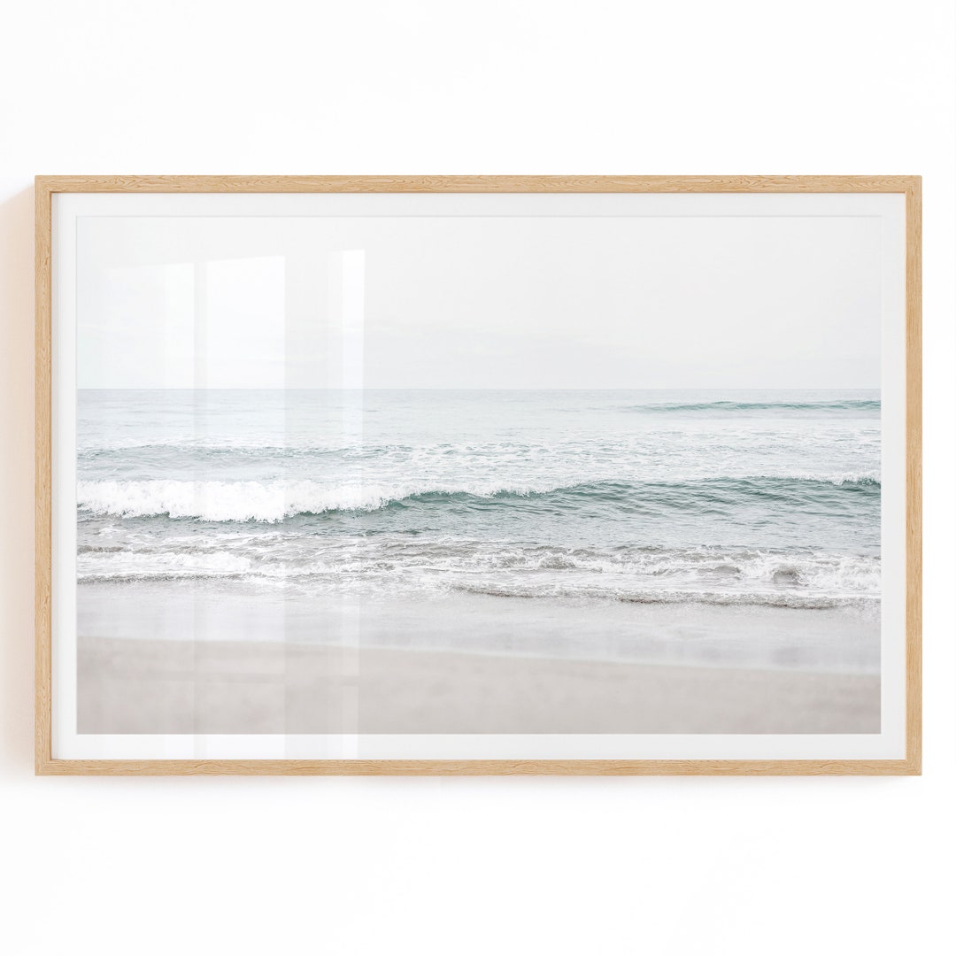 Neutral Beach Print, Tranquil Ocean Wall Decor, Muted Beach Wall Art ...
