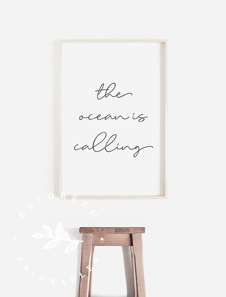 The Ocean is Calling Print Beach Quote Printable Coastal | Etsy