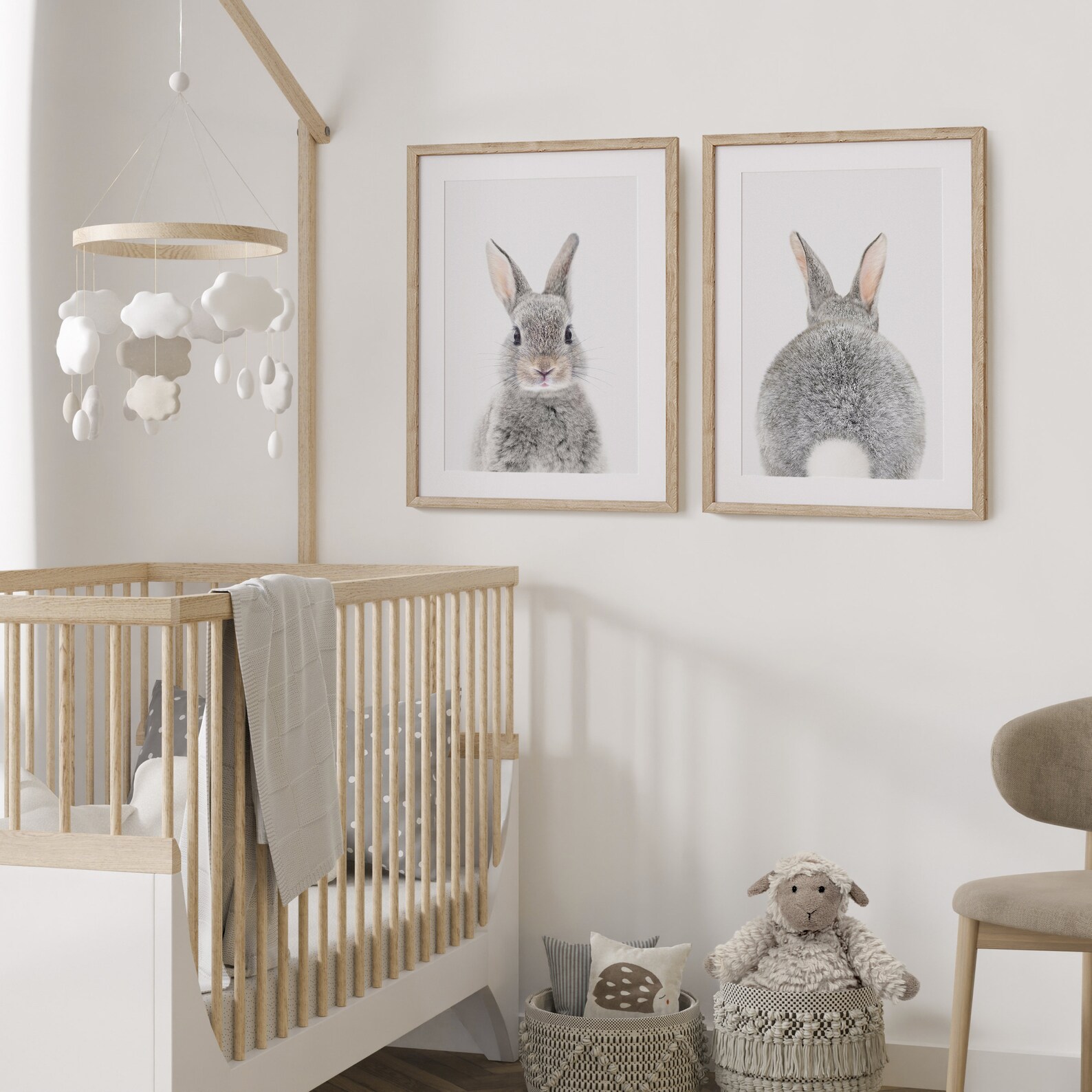 Nursery Bunny Wall Art Printable Set of 2 Bunny Front and - Etsy