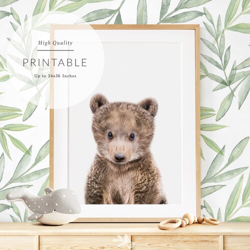 Baby Bear Print Woodland Nursery Wall Art Bear Nursery Art Boy - Etsy