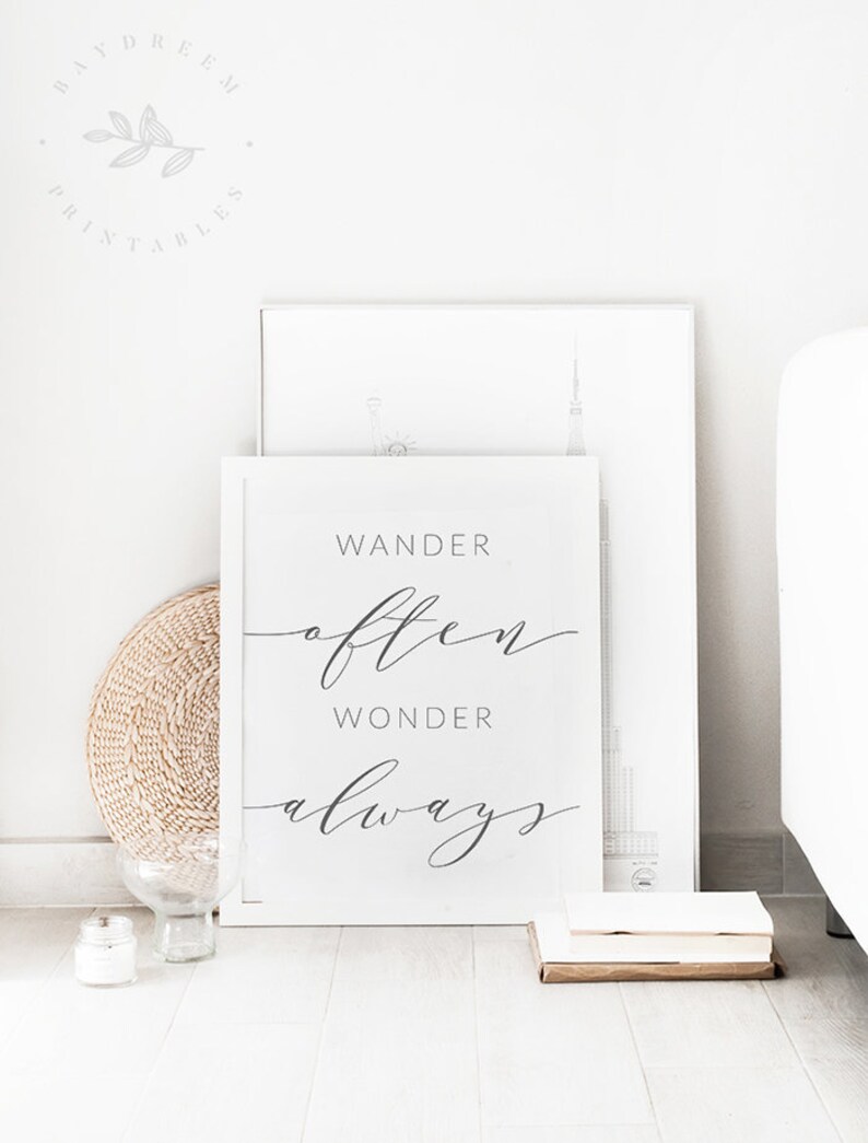 Wander Often Wonder Always Printable Quote Above Bed Quote | Etsy