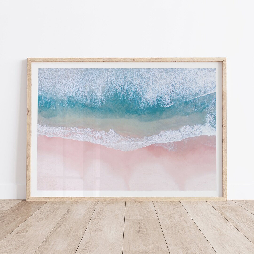 Beach Aerial Print - Pink Sand Beach - Beach Poster - Aerial Beach ...