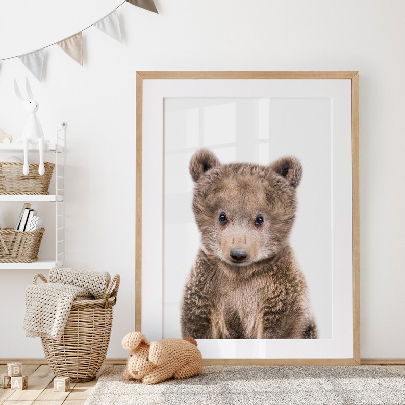 Nursery Bear Wall Art Printable - Forest Themed Nursery Art - Woodland ...