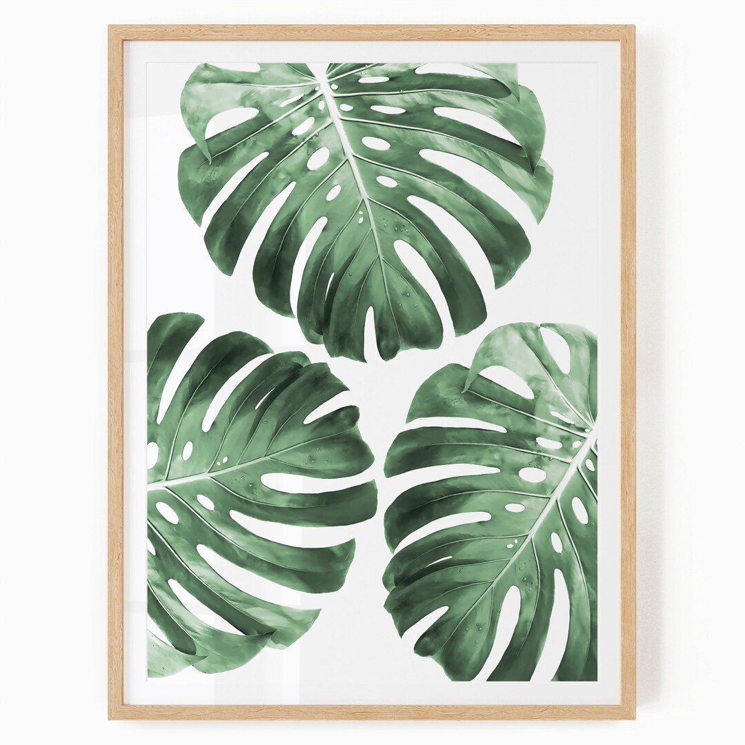 Monstera Print Digital Download - Tropical Leaf Print - Monstera Leaf ...
