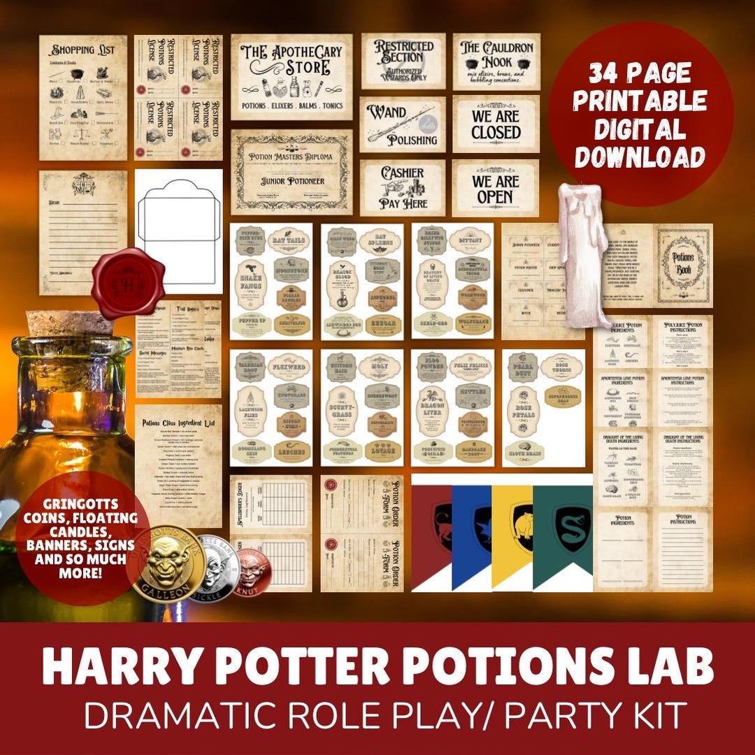 Harry Potter Potions Lab Printable | Dramatic Role Play | Birthday ...