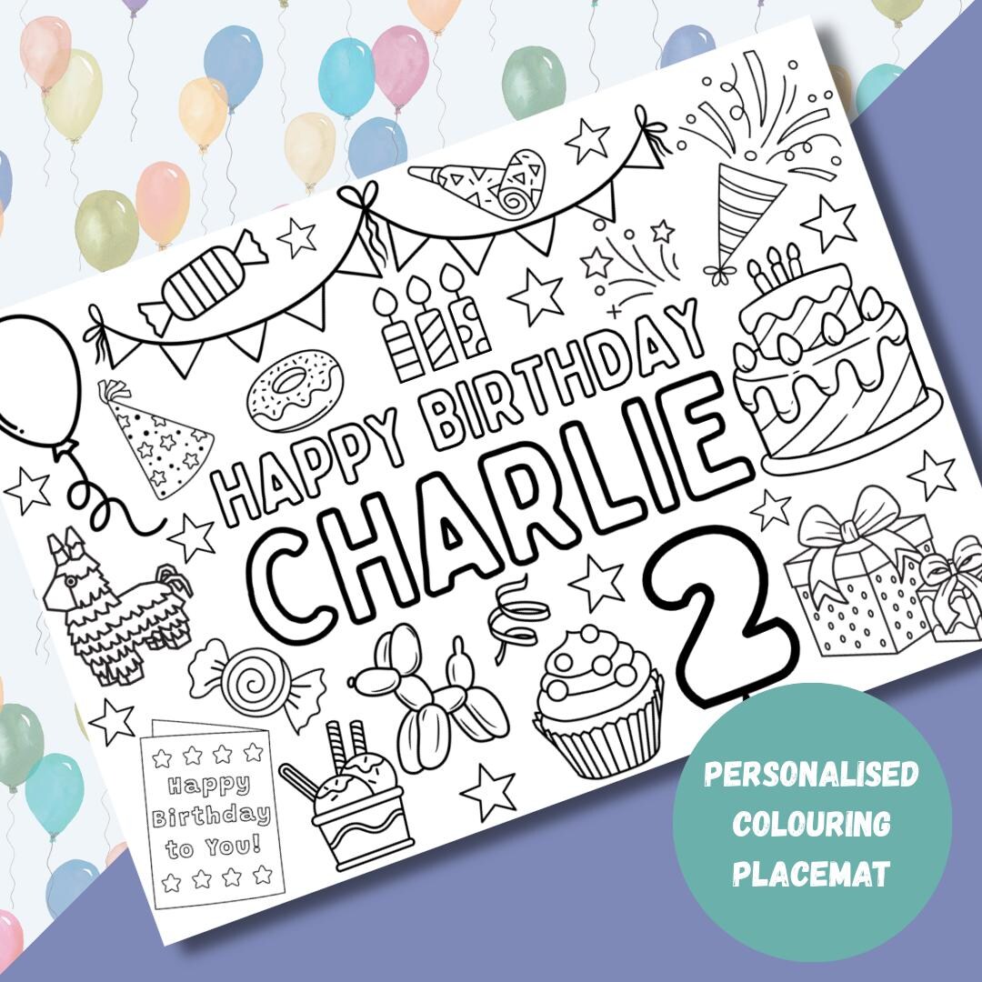 Personalised Birthday Colouring Placemat Printable | Gender Neutral ...