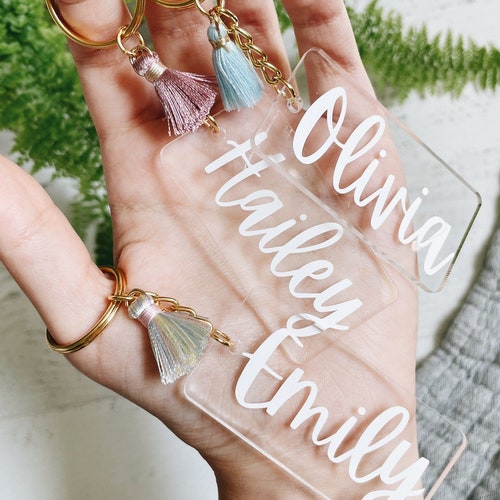 Acrylic Custom Name Keychain Personalized Mirrored Gold - Etsy