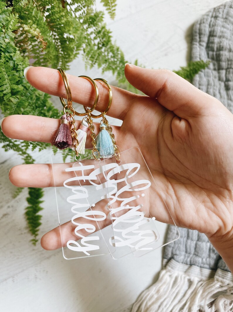 Custom Name Keychain Personalized Tassel Keyring Acrylic - Etsy