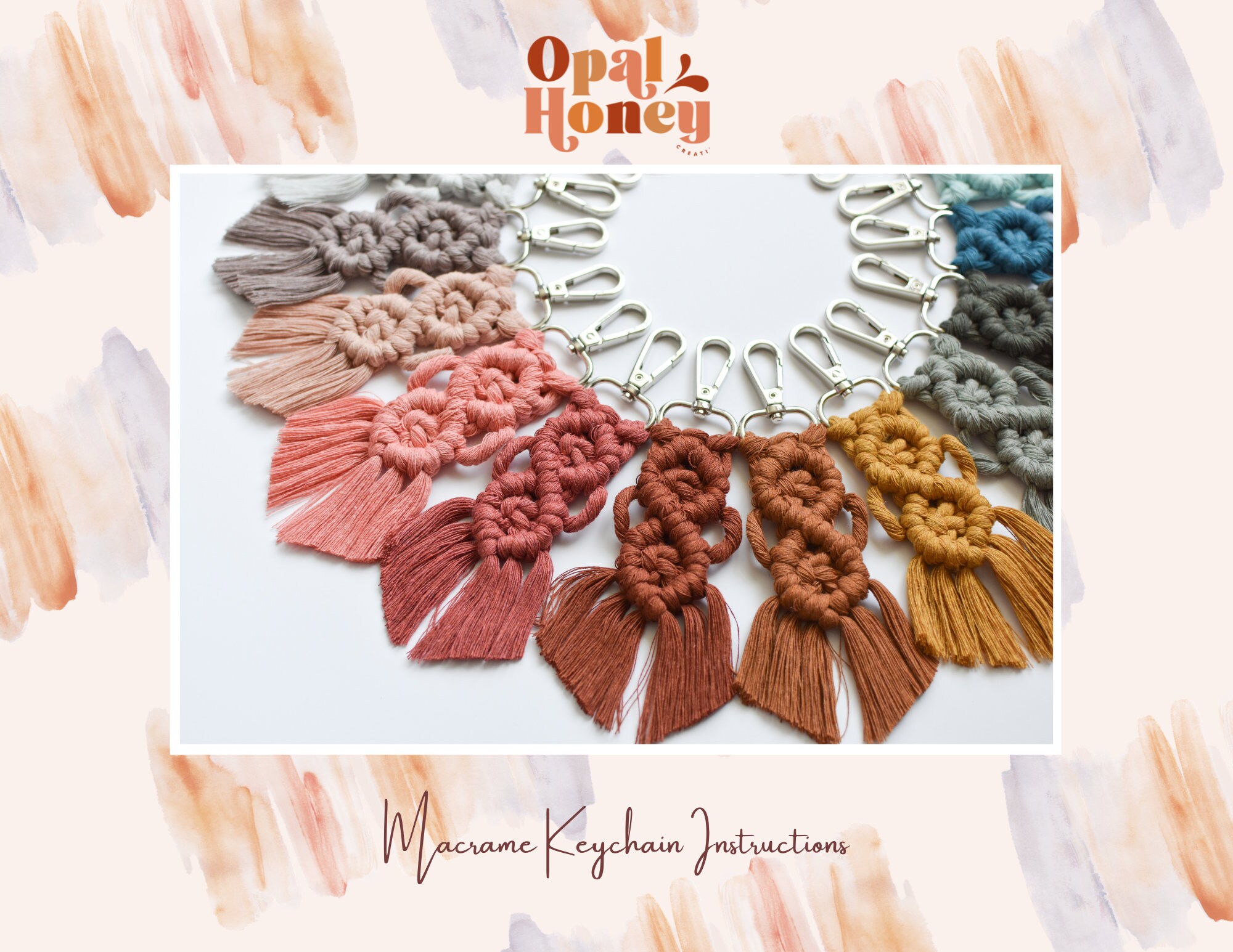 Step by Step Macrame Keychain DIY Pattern for Beginners | Etsy