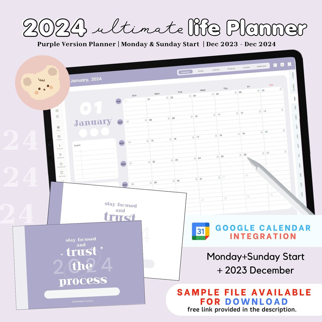 Purple 2024 Digital Life Planner Goal Finance Project Learning ...