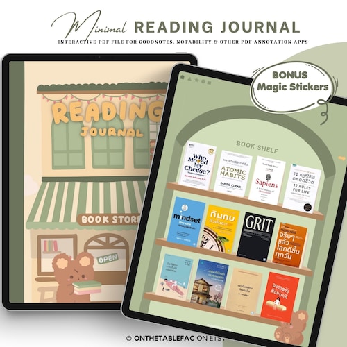 Digital Reading Journal for Ipad Library and Book Tracker - Etsy