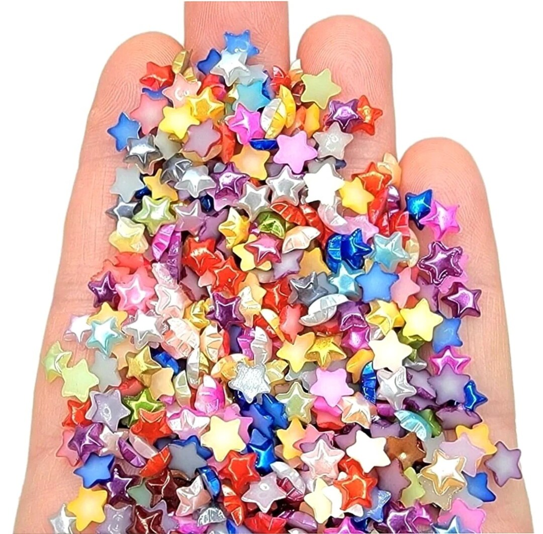 500 Pearl Stars / Flatback Charms / Miniature Cabochons / Decoden Mix ...