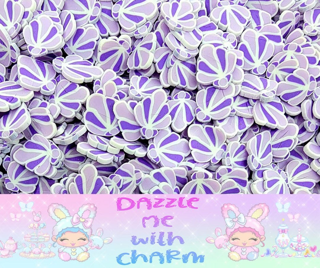 SEASHELL Purple Oyster Mermaid Polymer Clay Fimo Slices Ocean ...