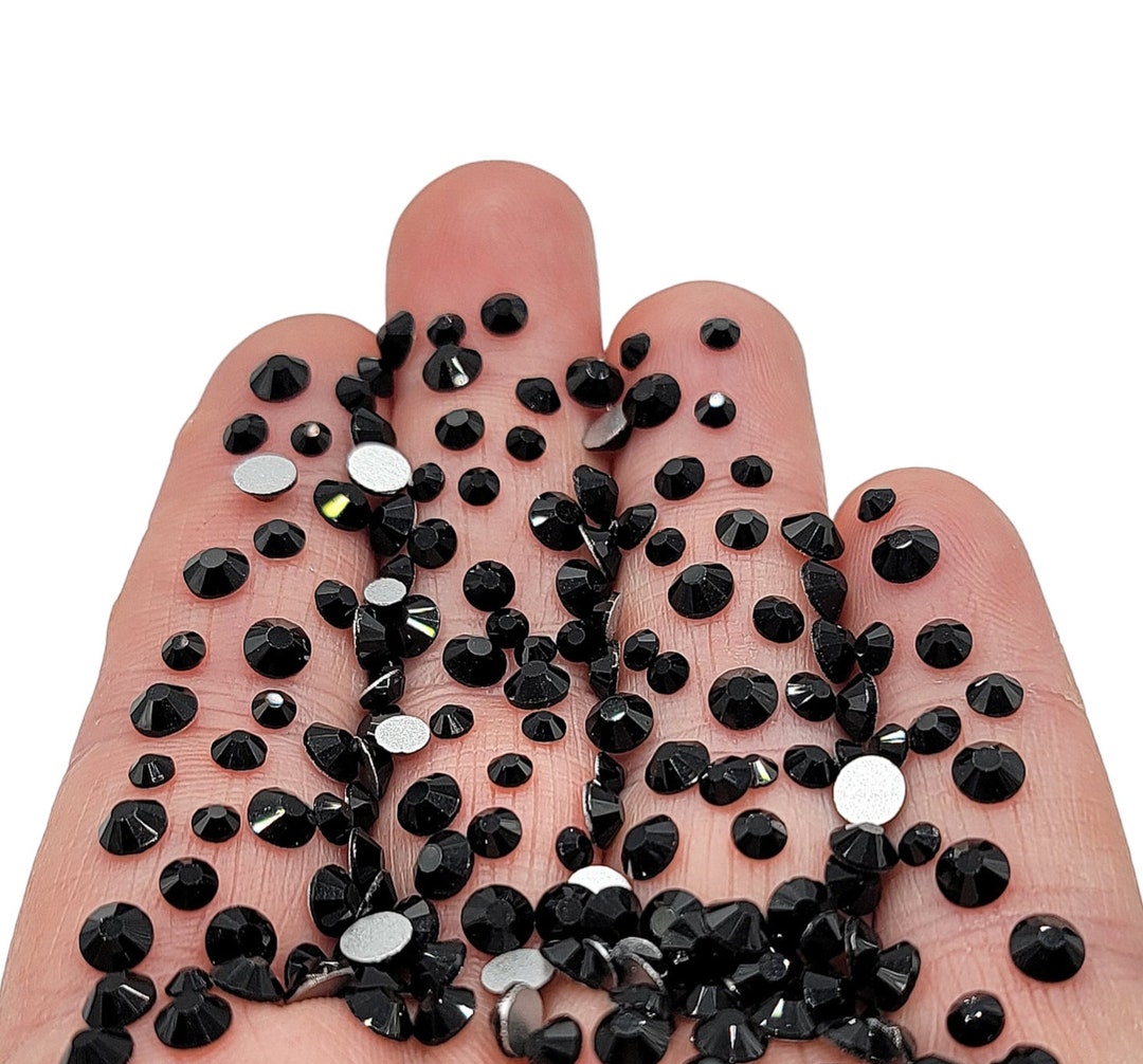 20g Black Glass Rhinestones, Black Flatback, Tumbler Supplies, Decoden ...