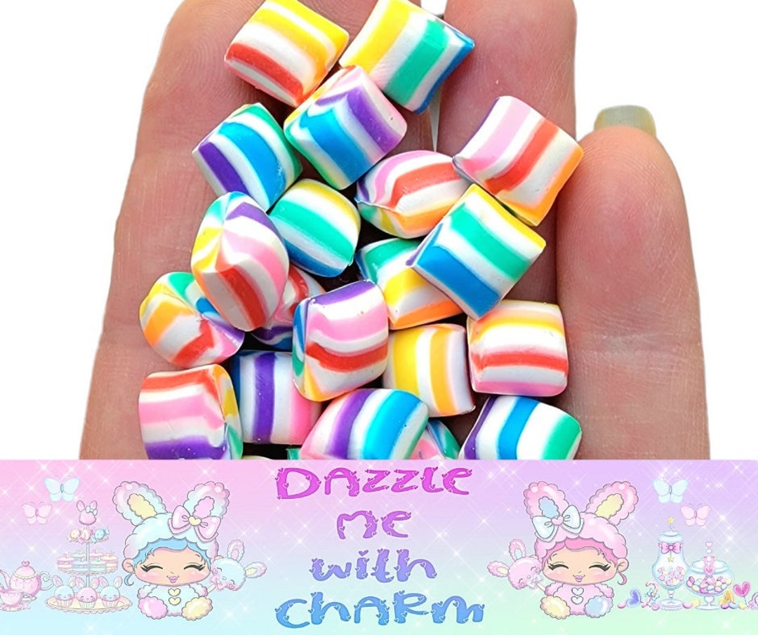10pcs Rainbow Peppermint Candy Decorative Polymer Clay - Etsy