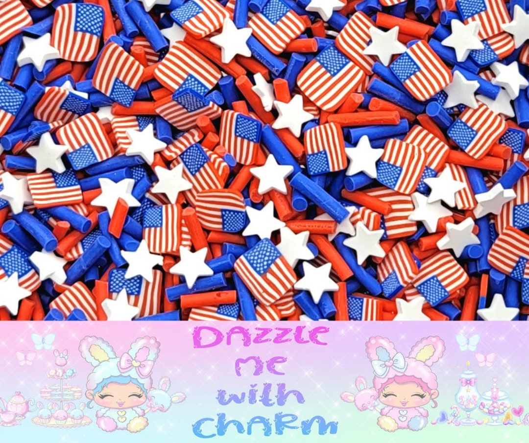 USA AMERICA Flag Americans Polymer Clay Red and Blue Sprinkles Patriot ...