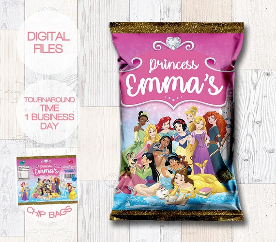 Princess Chip Bags Princess Party Supplies Princess Party - Etsy
