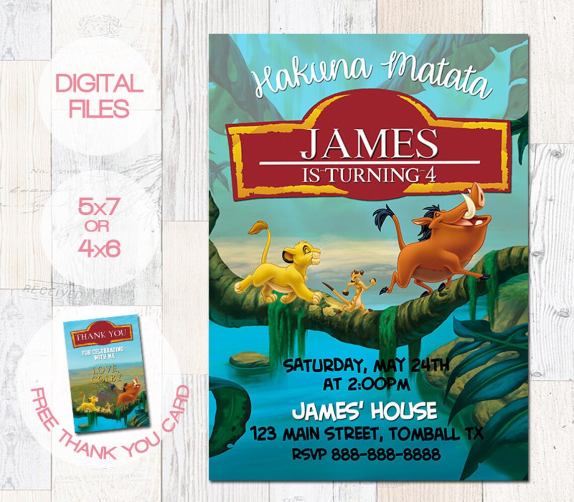 The Lion King Invitation Lion King Birthday Lion King Party - Etsy